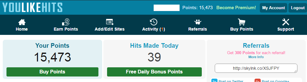 YouLikeHits account with 15000 points for $5 - SEOClerks