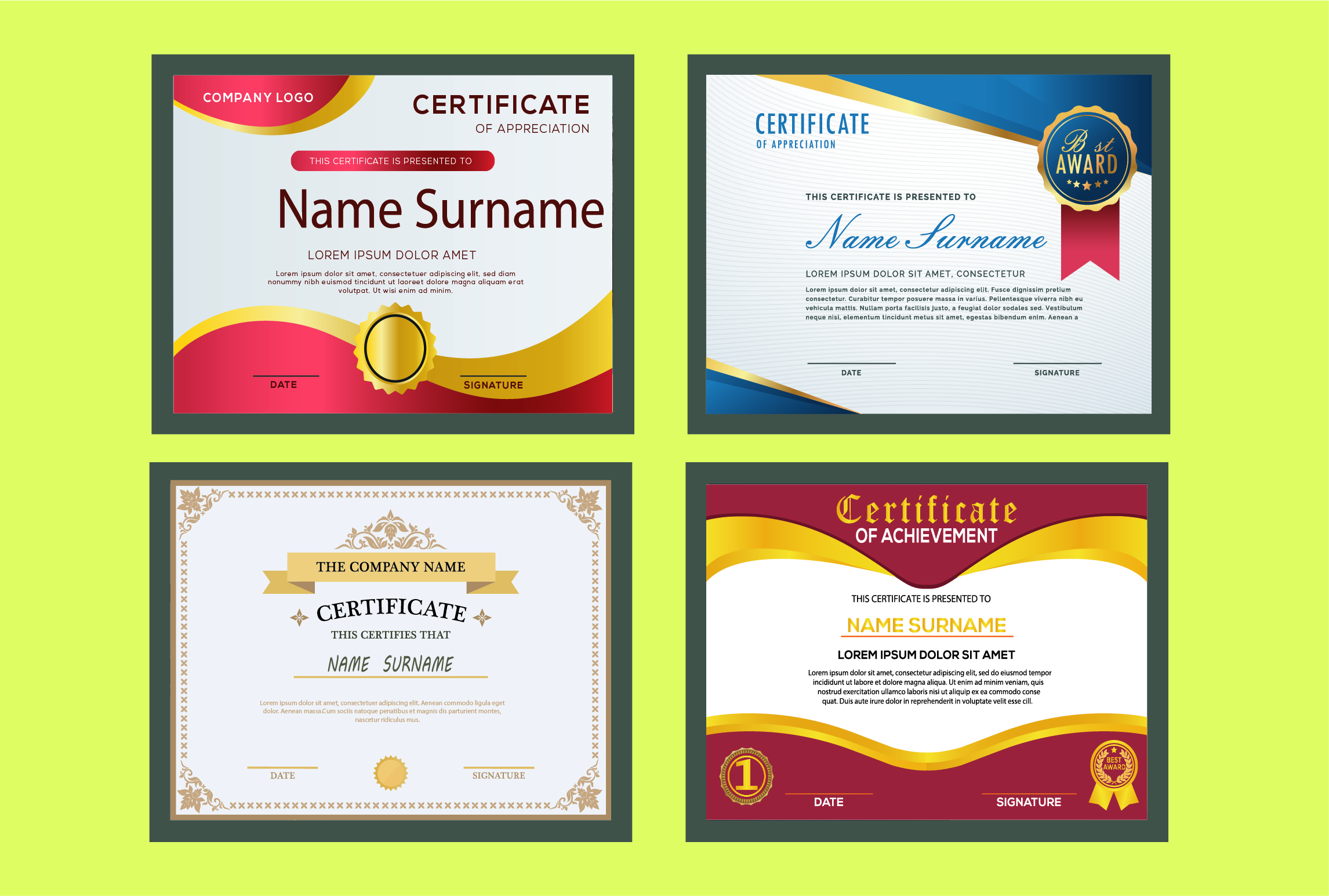 I will design professional certificate, diploma certificate, award ...