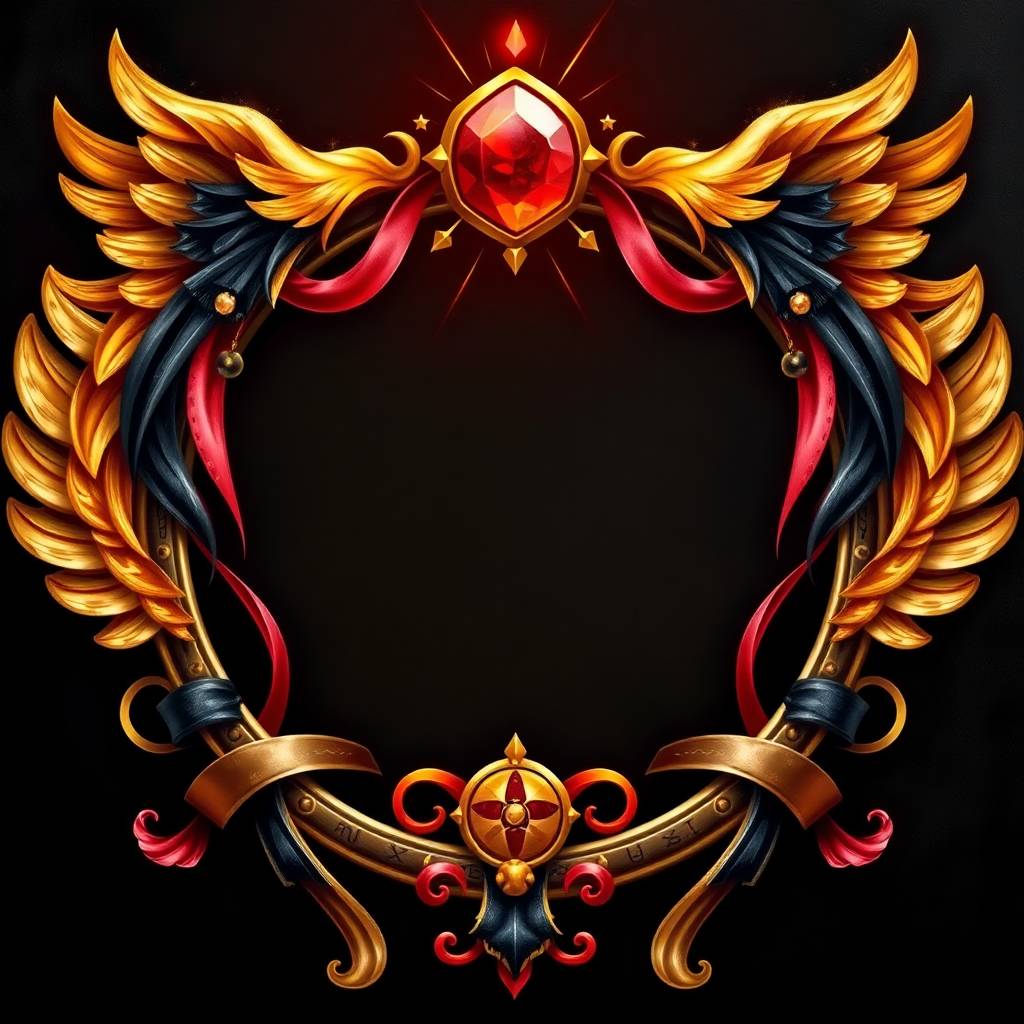 Luxury Game Avatar Frame Design Golden & Red Fantasy Profile Borders ...