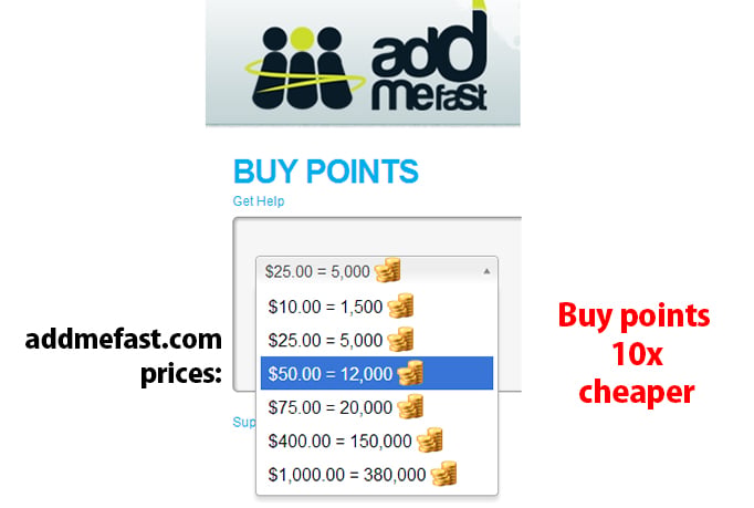 25000 Addmefast Points - Not Account for $15 - SEOClerks