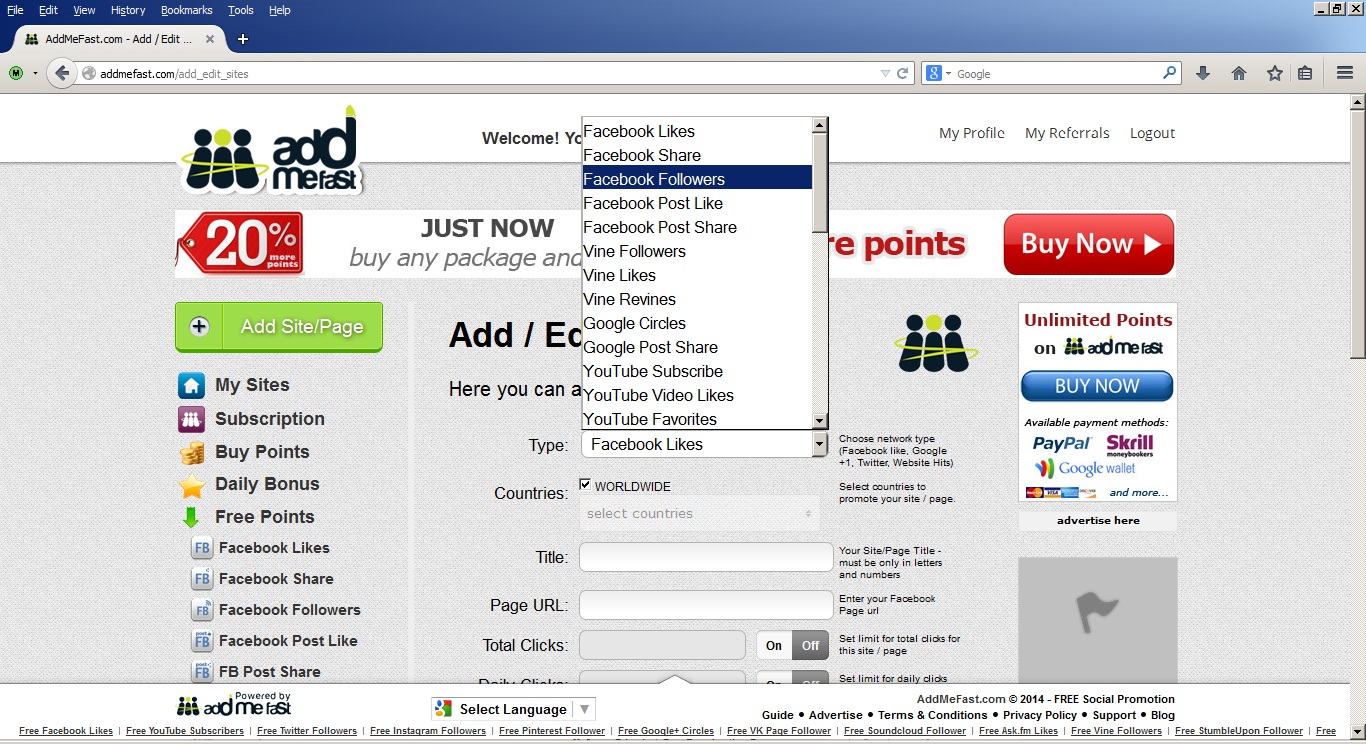i will REFILL 13,000 + ADDMEFAST points FOR YOUR ACCOUNT for $3 - SEOClerks