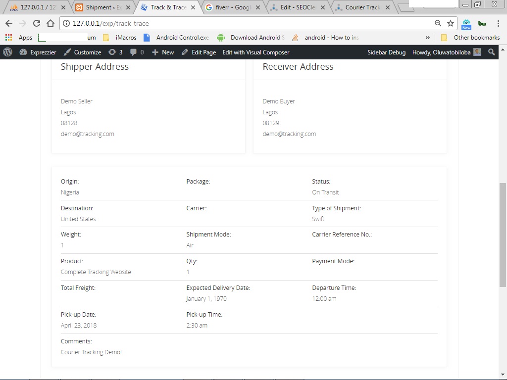 Courier Tracking Website based on wordpress for $30 - SEOClerks
